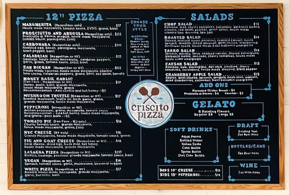 Menus | Criscito Pizza - Pizzeria and Catering